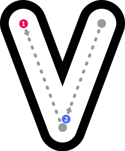 Tracing alphabet uppercase capital letter v Vector Image