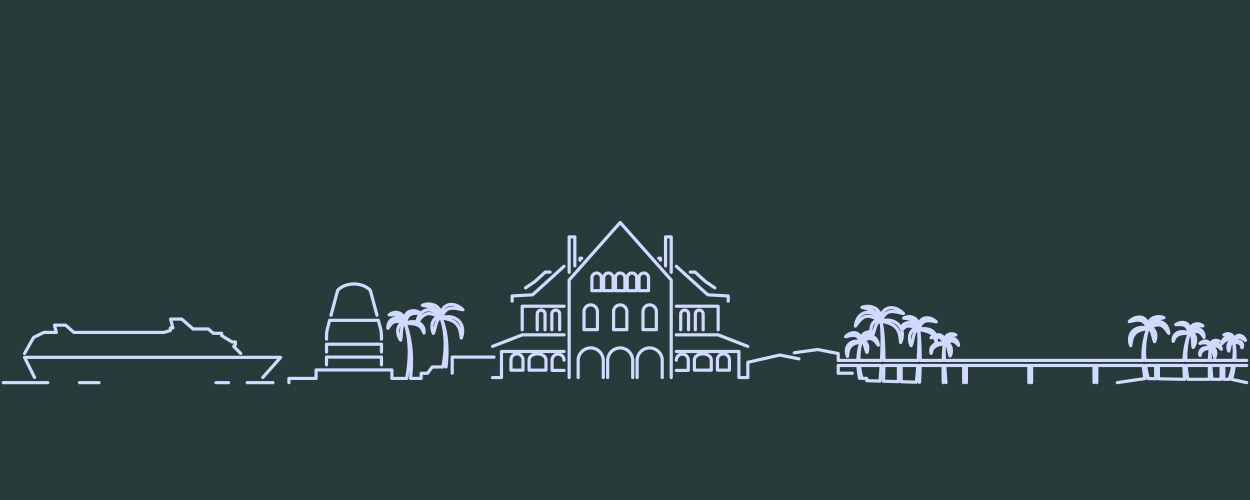 Key west single line skyline profile banner Vector Image