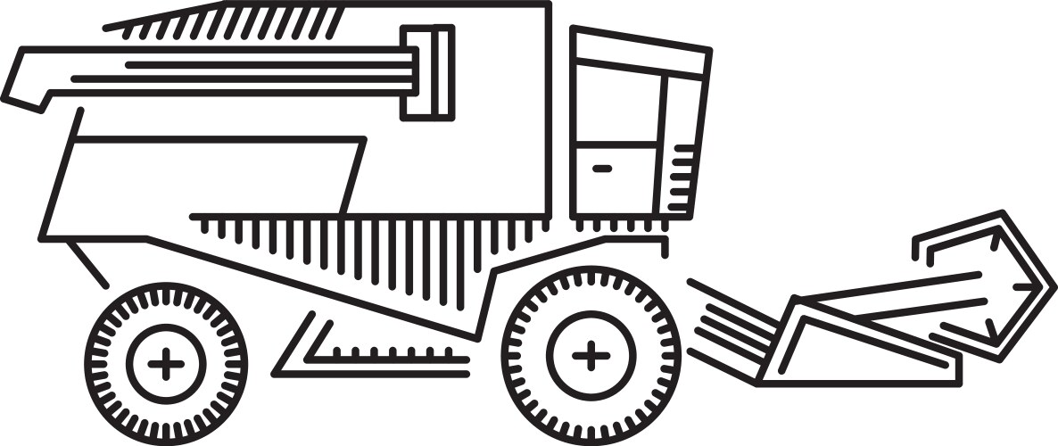 Combine harvester line icon agriculture and farm Vector Image