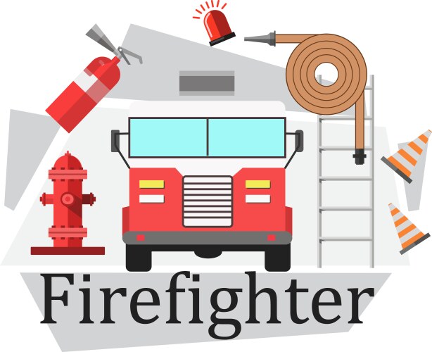 Firefighter id badge design template Royalty Free Vector