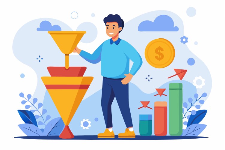 Sales funnel conversion Royalty Free Vector Image