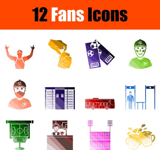 Attributes soccer fan icon set Royalty Free Vector Image
