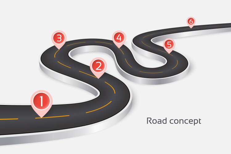 Highway roadmap with pins car road direction gps Vector Image