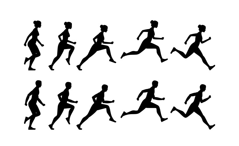 Full walk cycle sequence animation man in motion Vector Image