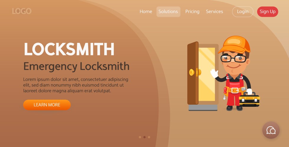 Cartoon locksmith opened door Royalty Free Vector Image