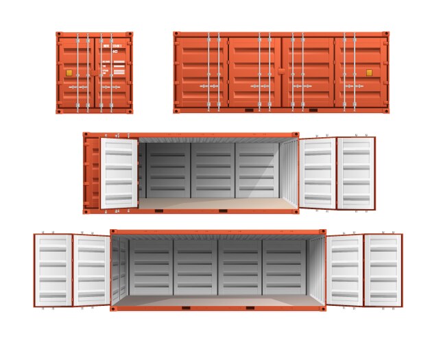 Realistic detailed 3d shipping cargo container Vector Image