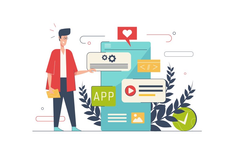 Cartoon software update people for mobile app Vector Image