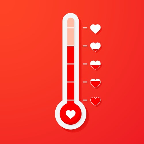 Love thermometer hot or frozen heart temperature Vector Image