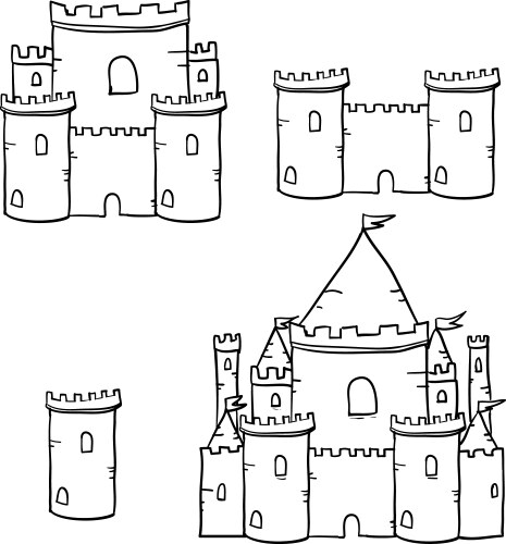 Cute castle outline coloring page for kids Vector Image