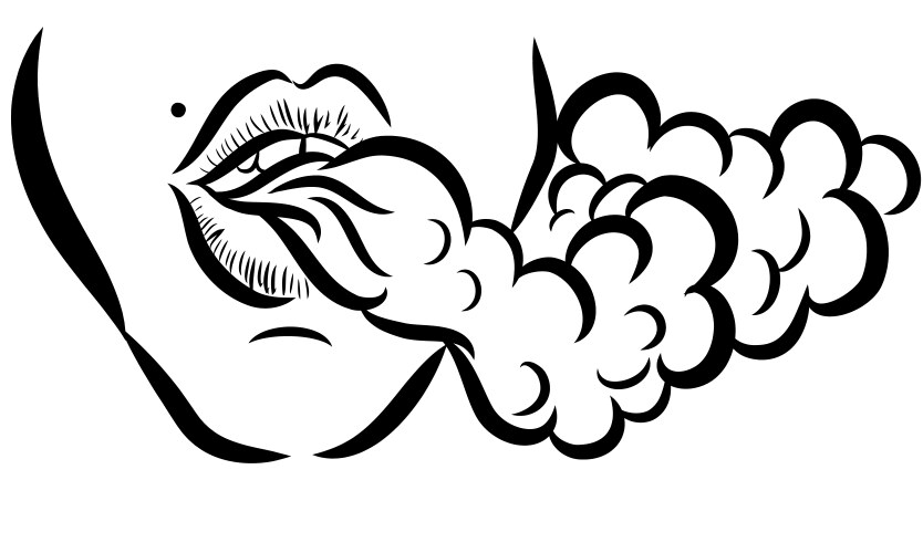 Hand drawn vape vaping device with smoke cloud Vector Image