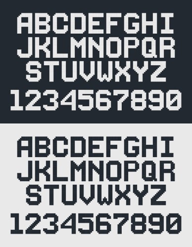 Pixel retro font 8-bit alphabet Royalty Free Vector Image