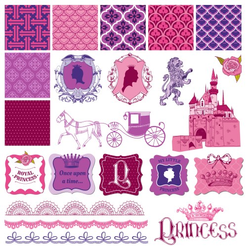 Princess borders cute girl party invitation Vector Image