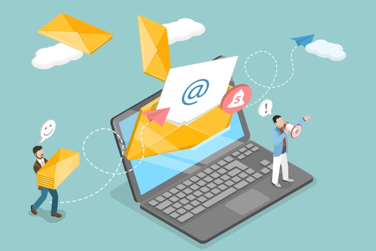 3d isometric flat of email Royalty Free Vector Image