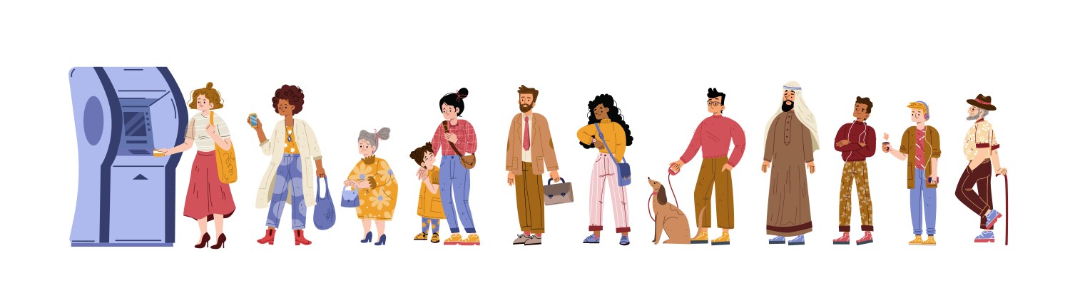 People queue waiting line Royalty Free Vector Image