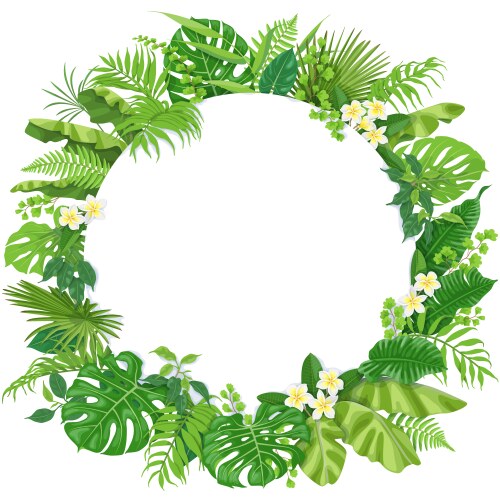 A round green border with violet flowers Vector Image