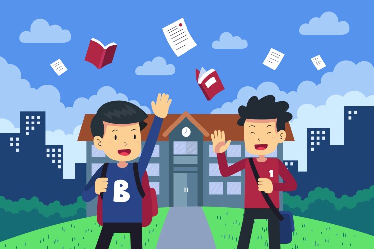 Flat end of school background Royalty Free Vector Image