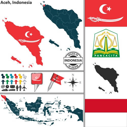 Administrative map indonesian province aceh Vector Image