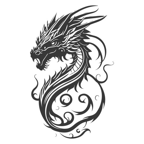 Chinese head dragon grey Royalty Free Vector Image