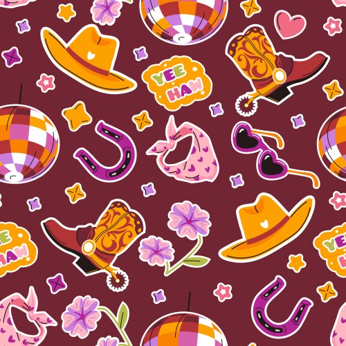 Seamless cowboy pattern Royalty Free Vector Image