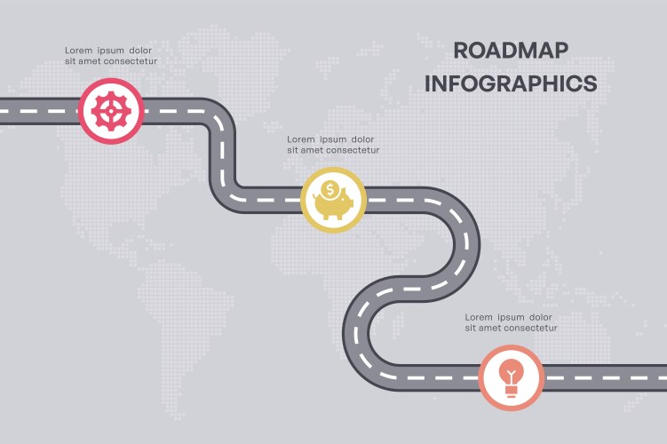 Professional roadmap with three stages Royalty Free Vector