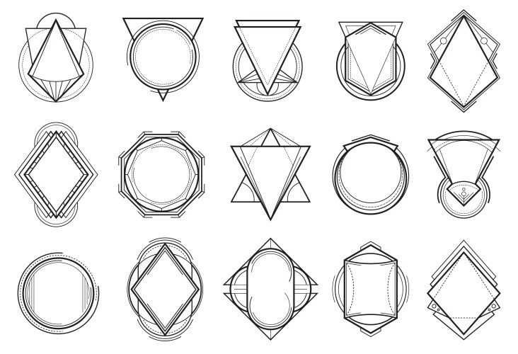 Geometric shapes outline set Royalty Free Vector Image