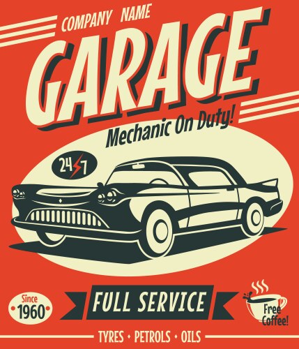 Retro car service sign Royalty Free Vector Image