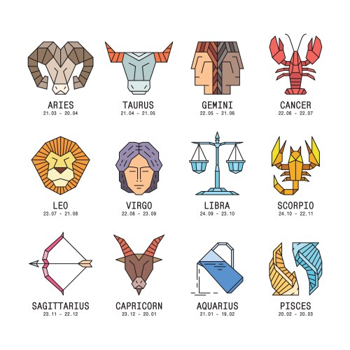 Zodiac Signs Royalty Free Vector Image Vectorstock