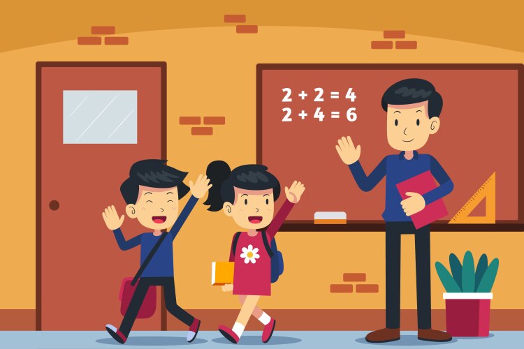 Flat end of school background Royalty Free Vector Image