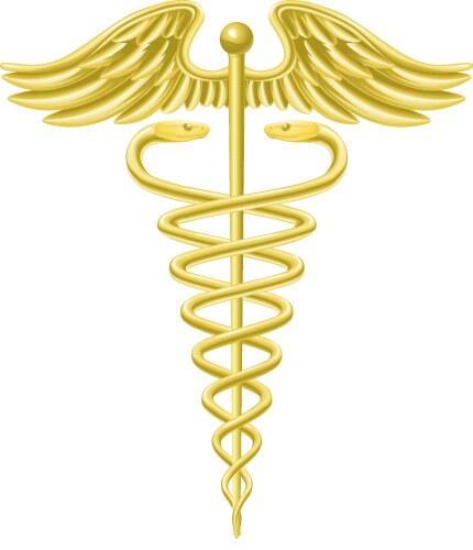Caduceus crystal symbol on black background Vector Image