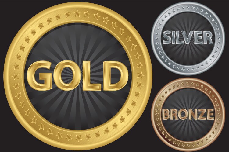 Golden sticker labels Royalty Free Vector Image