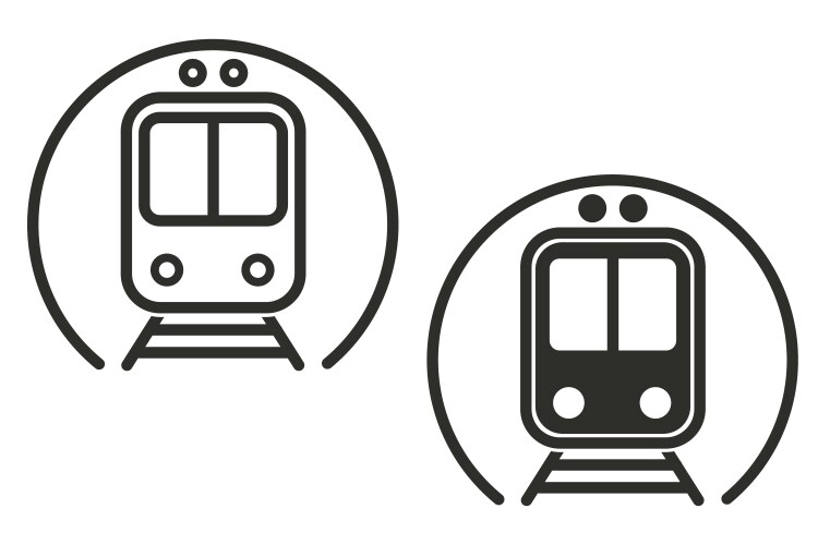Subway train in front view black line icon metro Vector Image