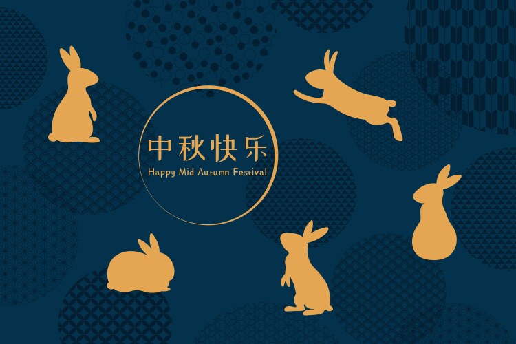Mid autumn festival rabbit traditional patterns Vector Image