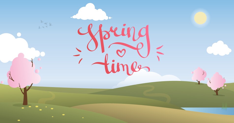 Spring landscape Royalty Free Vector Image - VectorStock