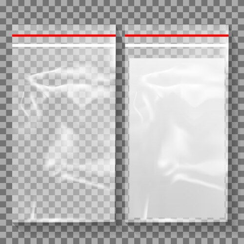 Food empty plastic packaging bag icon set Vector Image