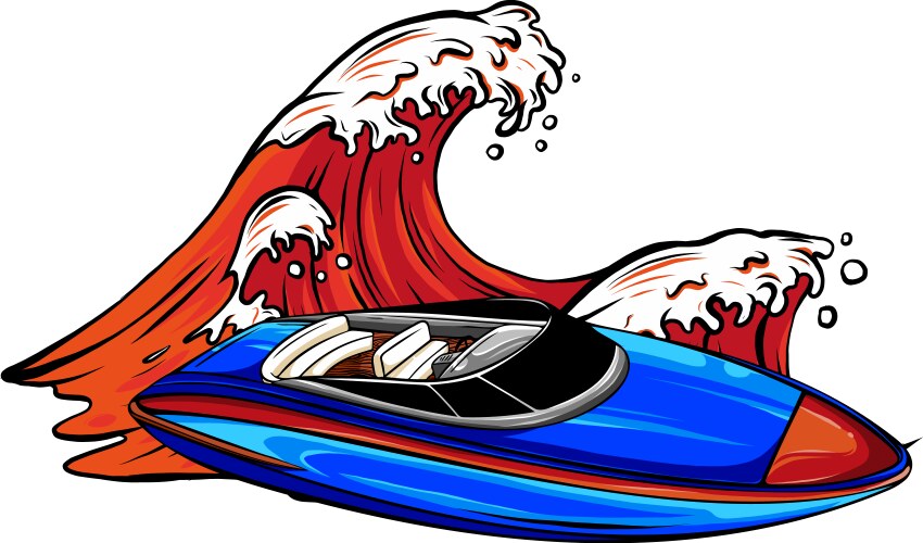 Colorful art of two speedboats one with a driver Vector Image