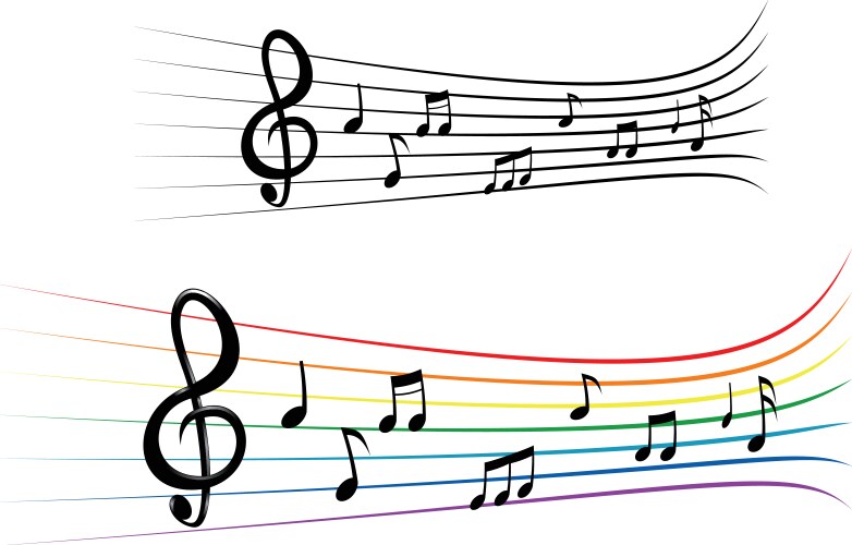 Abstract music staves with notes Royalty Free Vector Image