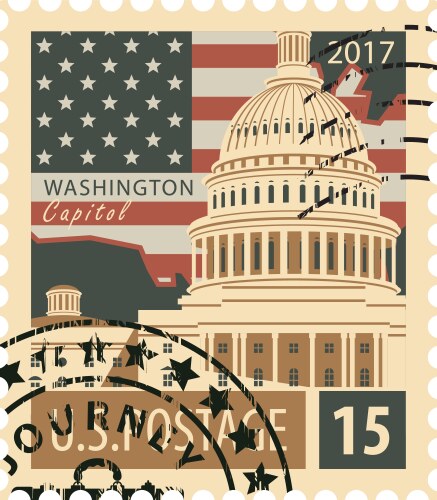 Stamps with different landmarks Royalty Free Vector Image