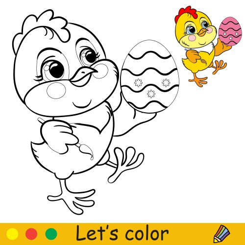 Easter bunny with egg coloring page Royalty Free Vector