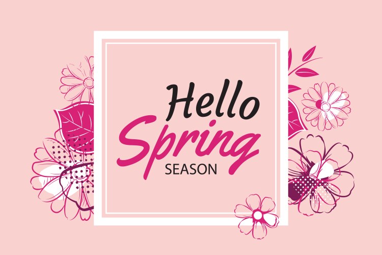 Hello spring season banner template background Vector Image
