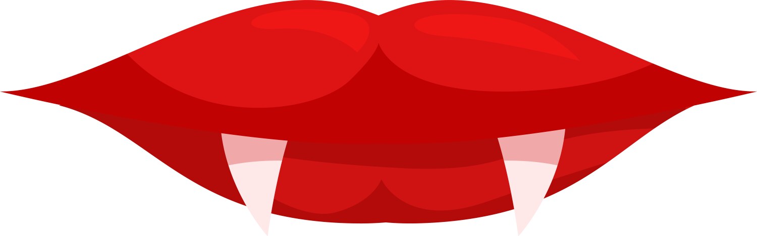 Red lips showing fangs baring teeth for halloween Vector Image