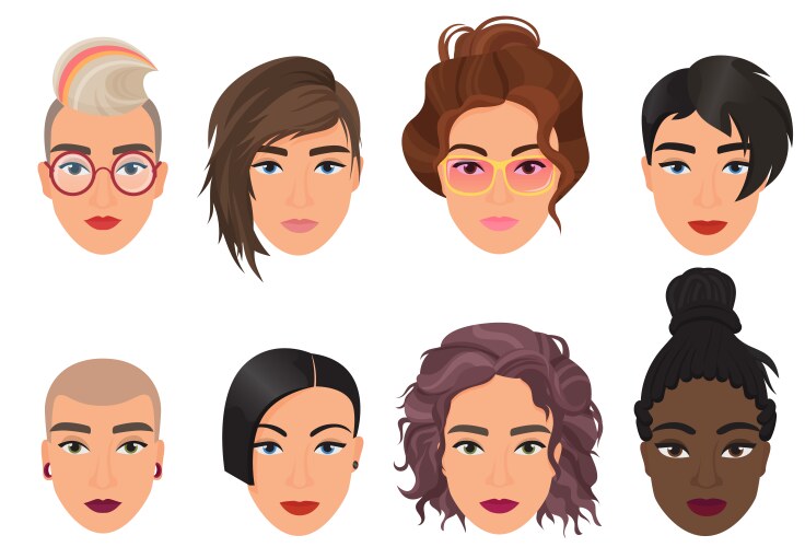 Woman realistic detailed avatar set Royalty Free Vector