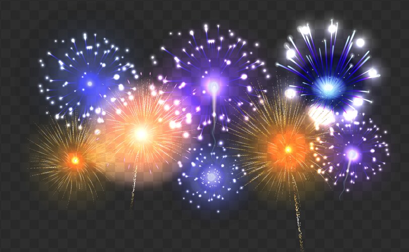 Fireworks sparkles in circles 3d realistic Vector Image