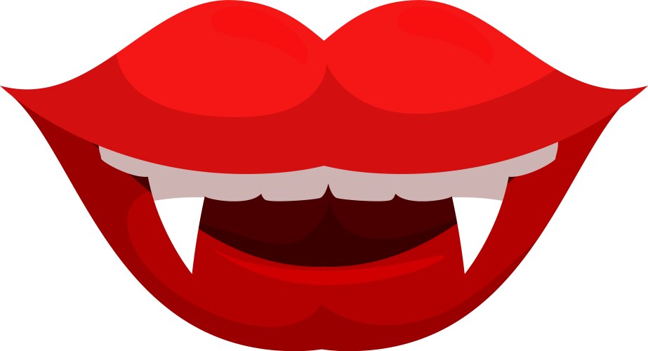 Red lips showing fangs are baring teeth Royalty Free Vector