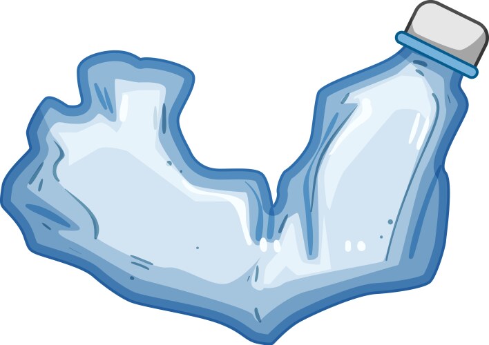 Blue crumpled plastic bottle cartoon Royalty Free Vector