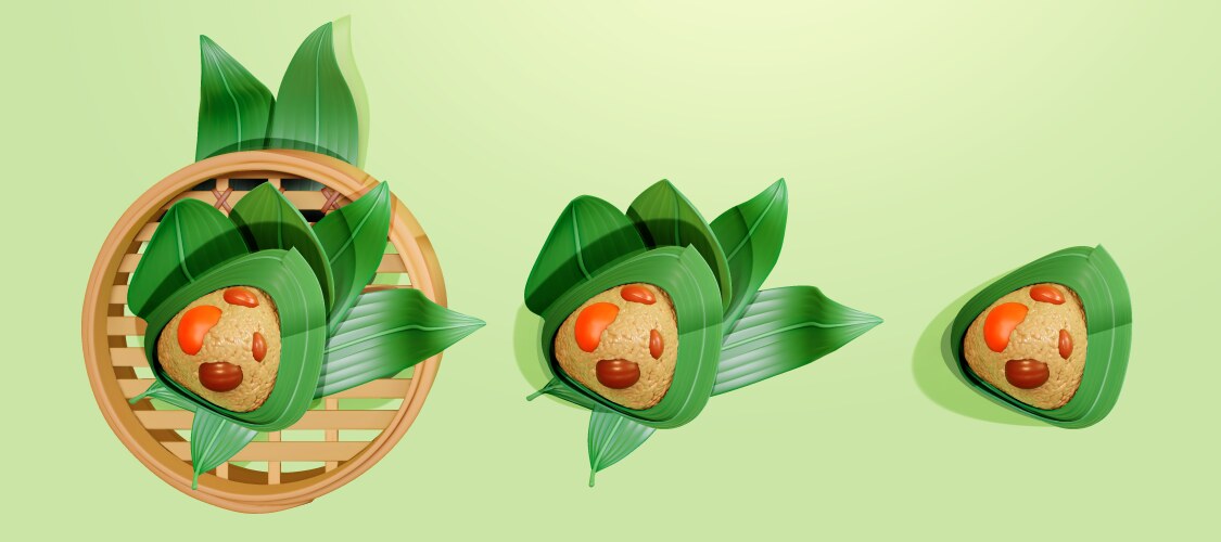 3d chinese sticky rice dumplings Royalty Free Vector Image