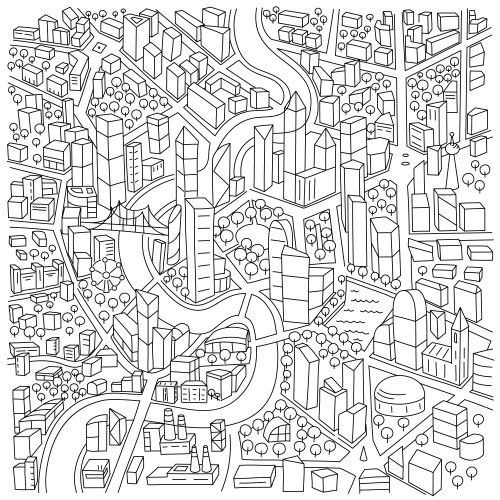 City district square locality area sketch hand Vector Image