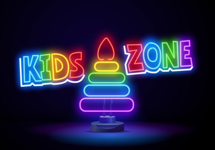 Kids zone design template neon sign with colorful Vector Image