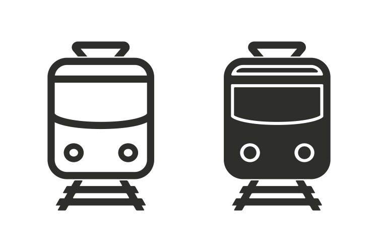 Subway train in front view black line icon metro Vector Image