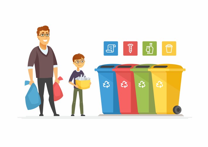 Glass waste recycling - modern cartoon people Vector Image
