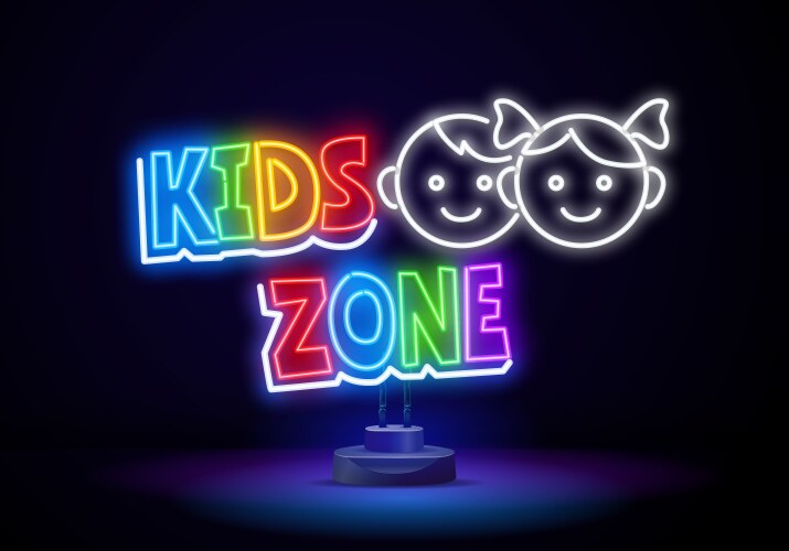 Kids zone design template neon sign light banner Vector Image